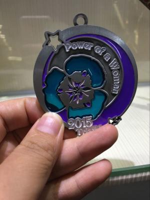 China Custom Translucent Color Enamel Medals Die Casting Zinc Alloy 2.5 Inch with Sublimated Ribbon for sale