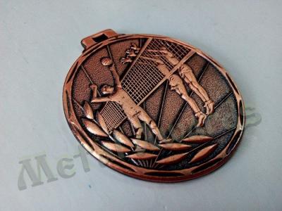 China Custom 50x3mm Zinc Alloy Die Cast Sports Medals for Volleyball Antique Copper Plating for sale