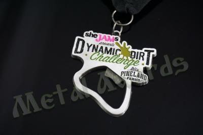 China Custom Soft Enamel Bottle Opener Medals 50mm Antique Silver Plating Iron Alloy for sale