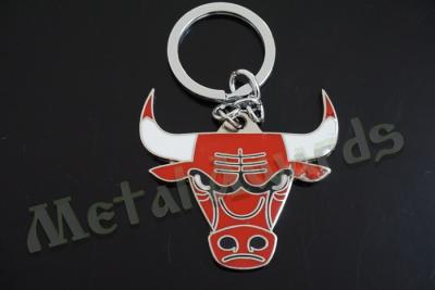 China Bull Logo 2D Custom Metal Keychain 55mm Shiny Silver Plating Zinc Alloy Promotional Gift for sale
