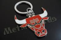 China Bull Logo 2D Custom Metal Keychain 55mm Shiny Silver Plating Zinc Alloy Promotional Gift for sale