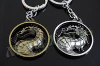 China Zinc Alloy Dragon Key Chain Antique Gold Silver Plating 3D Metal Keyring for sale
