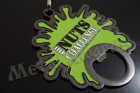 China Zinc Alloy Medal Shape Beer Bottle Opener Black Nickel Plating Custom Colors 850mm Ribbon for sale
