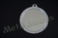 China Custom Silver Medals Glitter Color Round Shape Engraved Medallions 70mm Zinc Alloy for sale