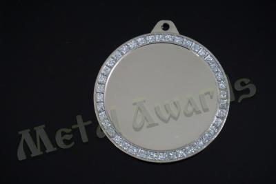 China Custom Silver Medals Glitter Color Round Shape Engraved Medallions 70mm Zinc Alloy for sale