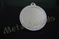 China Custom Silver Medals Glitter Color Round Shape Engraved Medallions 70mm Zinc Alloy for sale