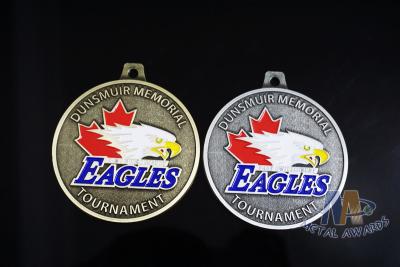 China Custom Zinc Alloy Medals Sandblasted Effect 60x3mm Antique Gold Silver Plating for sale