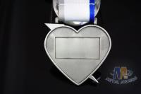 China Heart Shape Die Cast Metal Award Medal 76.2mm Custom Logo Sublimated Ribbon for sale