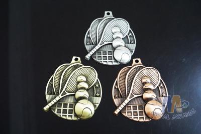 China Custom Zinc Alloy Sports Medals 60mm Engraved Tennis Badminton Marathon Running Medallion for sale