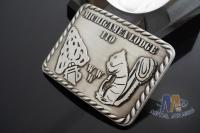 China Custom Zinc Alloy Belt Buckle 88.9x4mm Soft Enamel 3D Mold Sports for sale