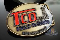 China Zinc Alloy Custom Belt Buckle 88.9mm Gold Plating Soft Enamel Men for sale