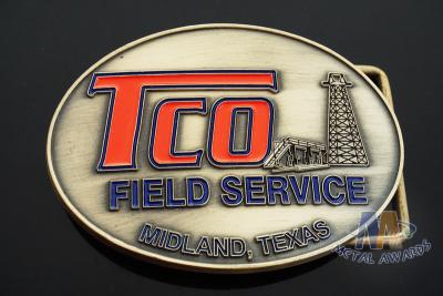 China Zinc Alloy Custom Belt Buckle 88.9mm Gold Plating Soft Enamel Men for sale
