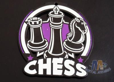 China Glow in the Dark Chess Medal 76.2mm Zinc Alloy Spray Black Plating for sale