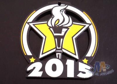 China Custom Cut Out Sports Running Medal Glow in the Dark 76.2mm Zinc Alloy Soft Enamel for sale