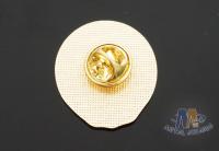 China Two Parts Connected Lapel Pin Badge 40mm Soft Enamel Gold Silver Copper Plating for sale