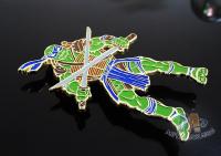 China Custom Logo Ninja Turtle Zinc Alloy Metal Lapel Pin Badge Cut Out Shiny Gold Plating 100pcs MOQ for sale