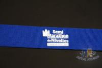 China Custom Blue Ribbon With White Printing Woven Medal Ribbons Lanyards for Events 100pcs MOQ for sale
