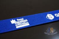 China Custom Blue Ribbon With White Printing Woven Medal Ribbons Lanyards for Events 100pcs MOQ for sale