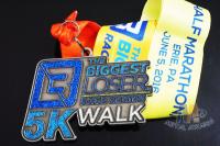 China Custom 70mm Zinc Alloy Sports Medals with Glitter Colors for 5K 10K Marathon Awards for sale