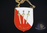 China 3 Sword Designed Soft Enamel Medals With Epoxy Antique Gold Plating for sale