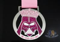 China Custom Die Cast Zinc Alloy Soft Enamel Medal 70mm Antique Silver Plating Glitter Color for sale