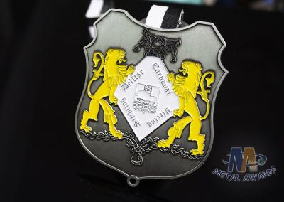 China Custom Die Cast Soft Enamel Medals 80mm Antique Silver with Ribbon for Festival for sale
