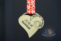 China Custom 2D Double Side Red Heart Medal Die Cast Medallion 50mm Zinc Alloy Corrosion Resistant for sale
