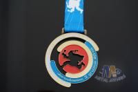 China Custom Christmas Festival Cut Out Soft Enamel Award Medals with Sublimated Ribbon 2D 3D Design for sale