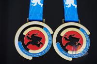 China Custom Christmas Festival Cut Out Soft Enamel Award Medals with Sublimated Ribbon 2D 3D Design for sale
