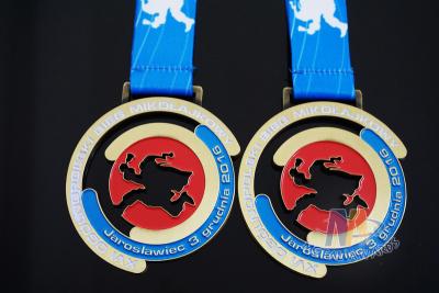 China Custom Christmas Festival Cut Out Soft Enamel Award Medals with Sublimated Ribbon 2D 3D Design for sale