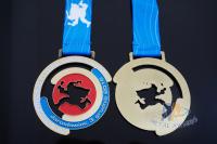 China Custom Christmas Festival Cut Out Soft Enamel Award Medals with Sublimated Ribbon 2D 3D Design for sale