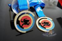 China Custom Christmas Festival Cut Out Soft Enamel Award Medals with Sublimated Ribbon 2D 3D Design for sale