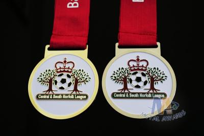 China Custom Zinc Alloy Award Medals Soft Enamel 50mm with One Color Ribbon for Football Crown Logo for sale