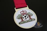 China Custom Zinc Alloy Award Medals Soft Enamel 50mm with One Color Ribbon for Football Crown Logo for sale