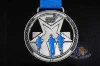 China Custom 2D Silver Running Race Medals 50mm Zinc Alloy Die Casting with Blue Enamel for sale