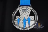 China Custom 2D Silver Running Race Medals 50mm Zinc Alloy Die Casting with Blue Enamel for sale