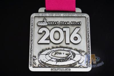 China Custom Sports Marathon Medal Antique Silver Plating Zinc Alloy 10k 5k 1k Events for sale