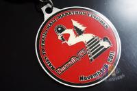 China Custom Sports Medals 70mm Zinc Alloy Soft Enamel with Epoxy Shiny Silver Plating Red Ribbon for sale
