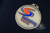 China Custom Sports Logo Medals Soft Enamel 3D Texture Recessed Metal 50mm for sale