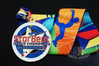 China Custom Sports Medals 80mm Round Soft Enamel with Glitter Zinc Alloy Die Cast for sale