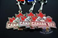 China Custom Sports Medals Die Cast Zinc Alloy Leaf Shape 63.5mm Soft Enamel Colors Baseball Basketball Canada Maple Leaf for sale