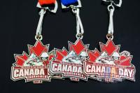 China Custom Sports Medals Die Cast Zinc Alloy Leaf Shape 63.5mm Soft Enamel Colors Baseball Basketball Canada Maple Leaf for sale