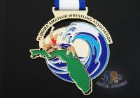 China Custom Taekwondo Wrestling Metal Award Medals 76.2mm Zinc Alloy with Sublimated Ribbon for sale