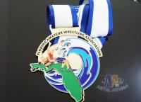 China Custom Taekwondo Wrestling Metal Award Medals 76.2mm Zinc Alloy with Sublimated Ribbon for sale