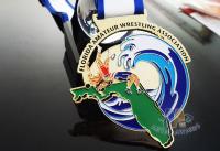 China Custom Taekwondo Wrestling Metal Award Medals 76.2mm Zinc Alloy with Sublimated Ribbon for sale