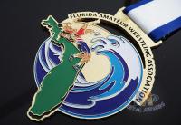 China Custom Taekwondo Wrestling Metal Award Medals 76.2mm Zinc Alloy with Sublimated Ribbon for sale