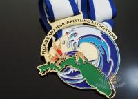 China Custom Taekwondo Wrestling Metal Award Medals 76.2mm Zinc Alloy with Sublimated Ribbon for sale