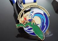 China Custom Taekwondo Wrestling Metal Award Medals 76.2mm Zinc Alloy with Sublimated Ribbon for sale