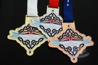 China Custom Die Casting Zinc Alloy Award Medals 75mm with Soft Enamel and Ribbon for sale
