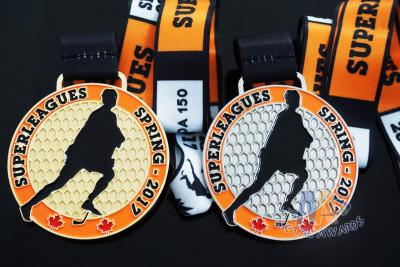 China Custom 10k Sports Medals 76.2mm Zinc Alloy Soft Enamel with Sublimated Ribbon for Hockey Baseball for sale